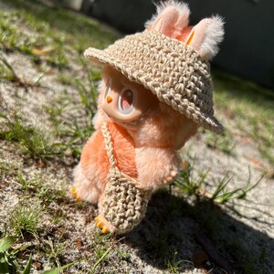 Labubu Crochet Hat and Purse Set, Labubu Farmer, Labubu Bag 15 Cm Doll ...
