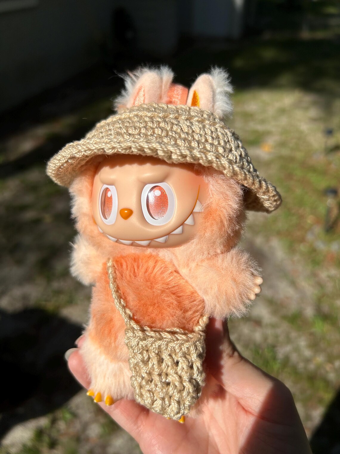 Labubu Crochet Hat and Purse Set, Labubu Farmer, Labubu Bag 15 Cm Doll ...