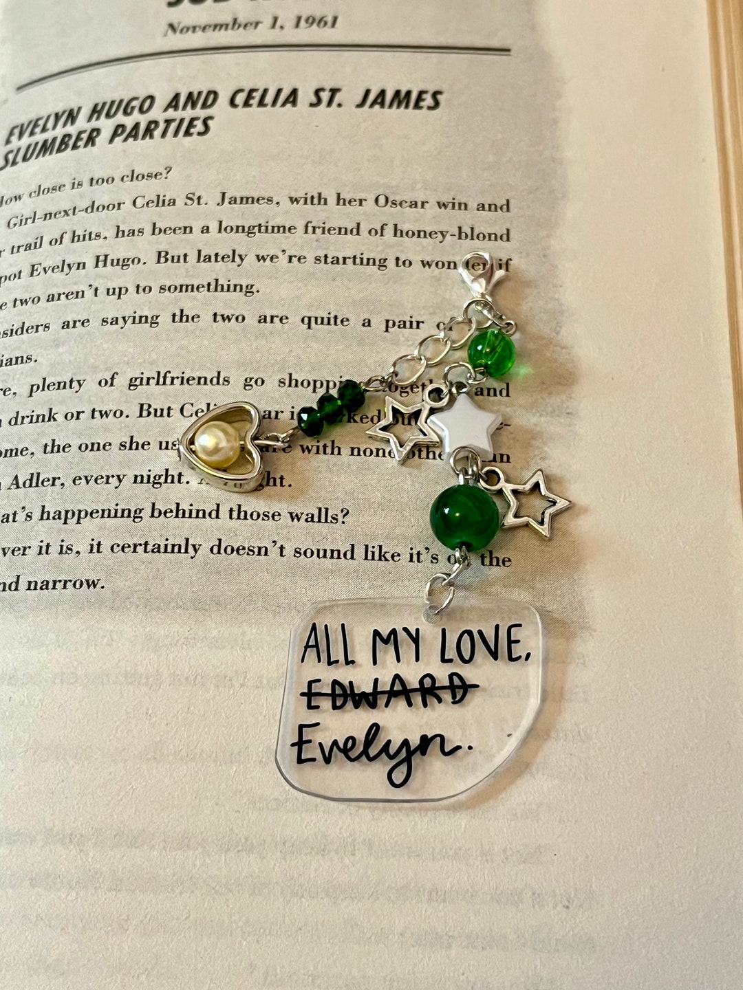 Evelyn Hugo Keyring Book Taylor Jenkins Reid Dainty Jewellery Handmade ...