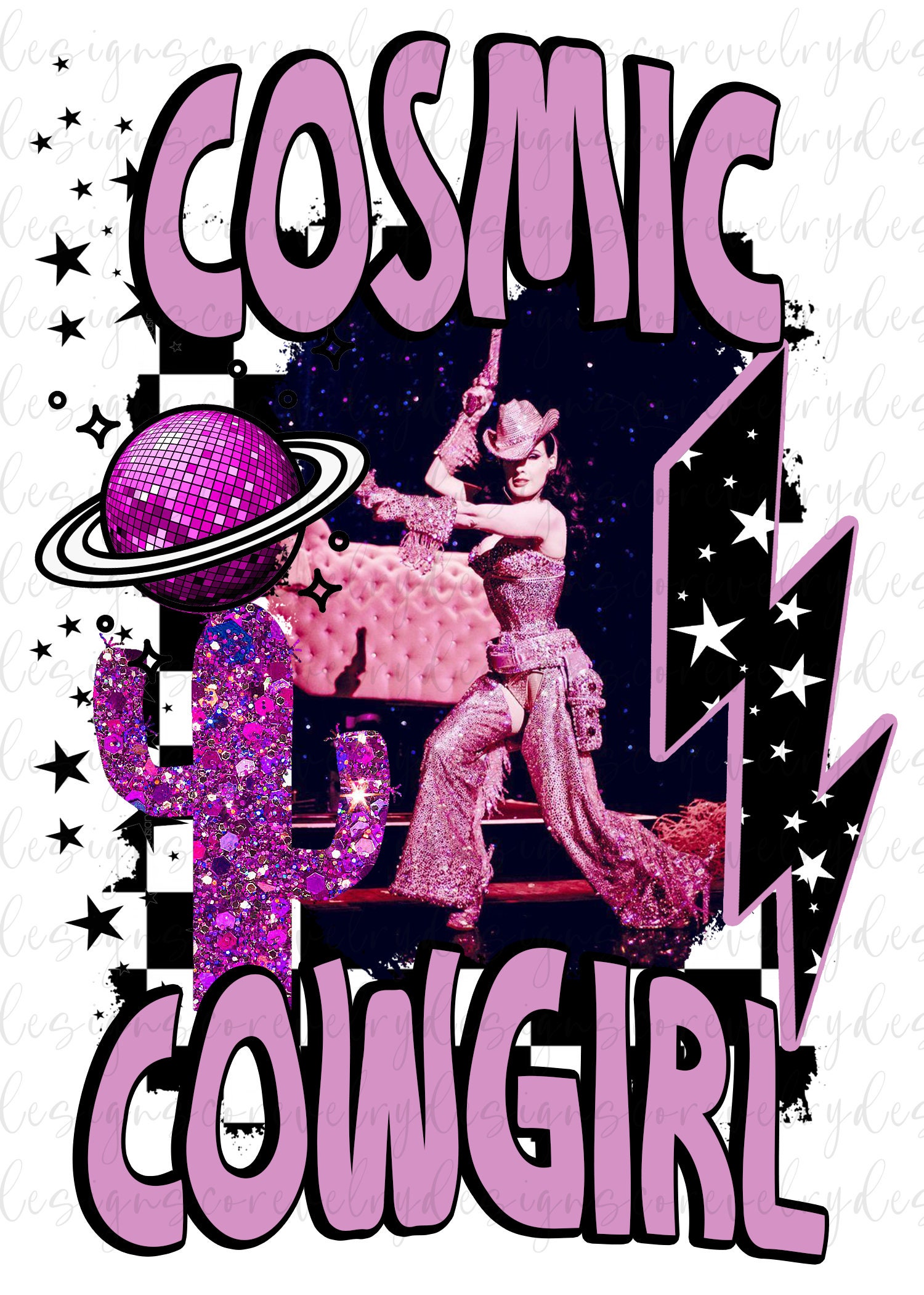 Cosmic Cowgirl PNG Chic Glitter Space Western Pink Hip Trendy - Etsy