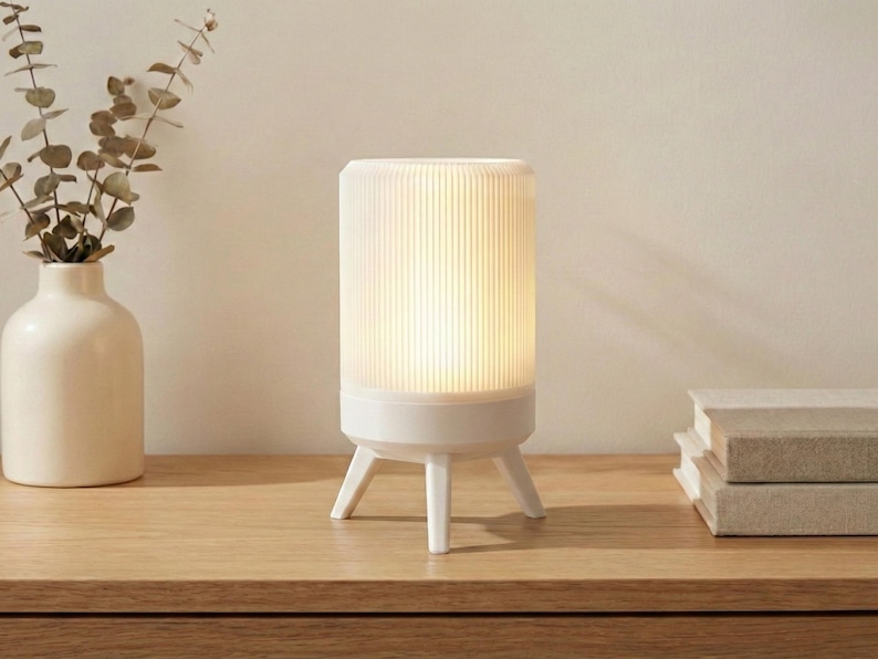 Small Modern Table Lamp – Minimalist Night Light for Bedroom, Living ...