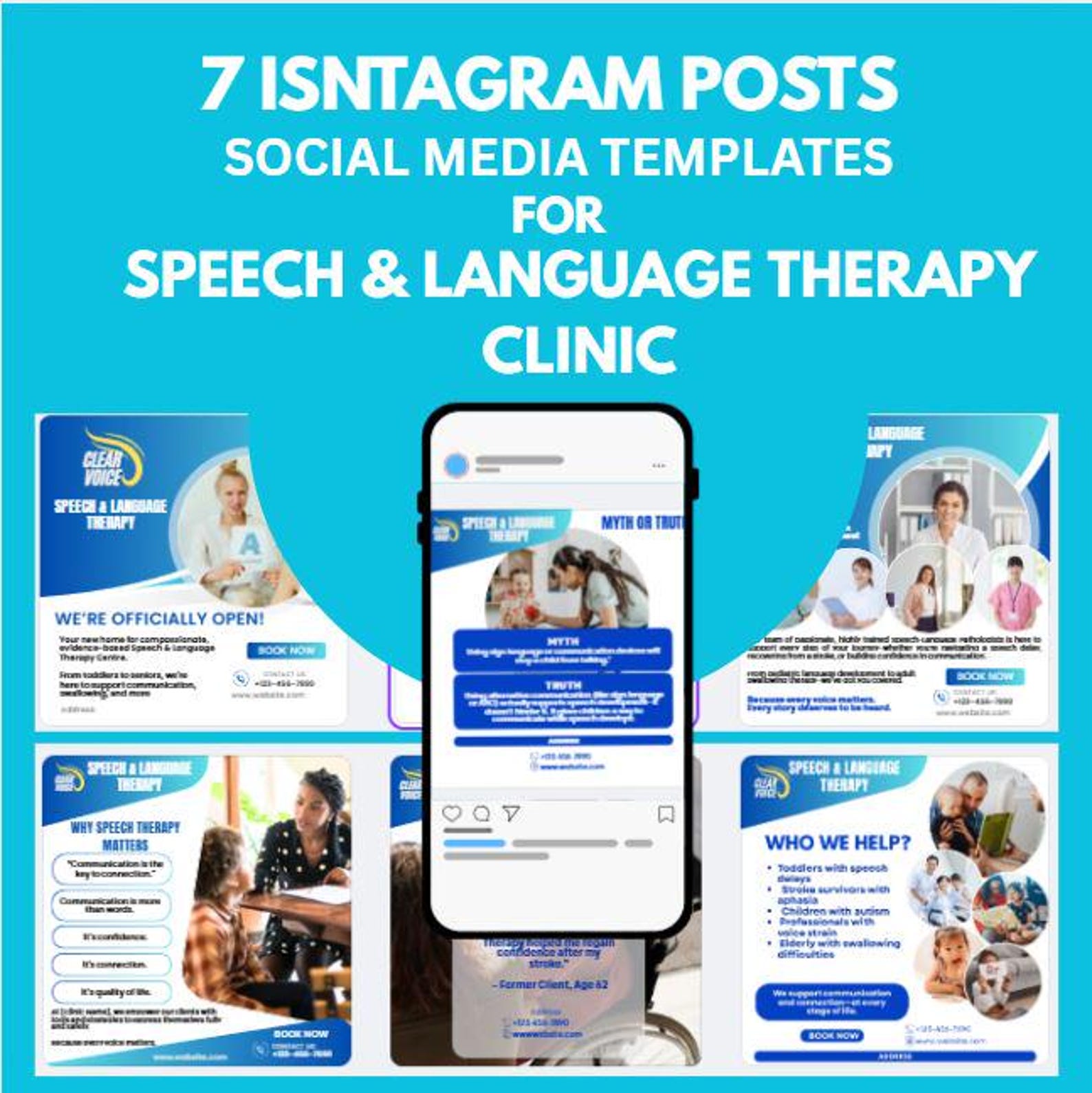 7 Editable Speech Therapy Posts - Etsy