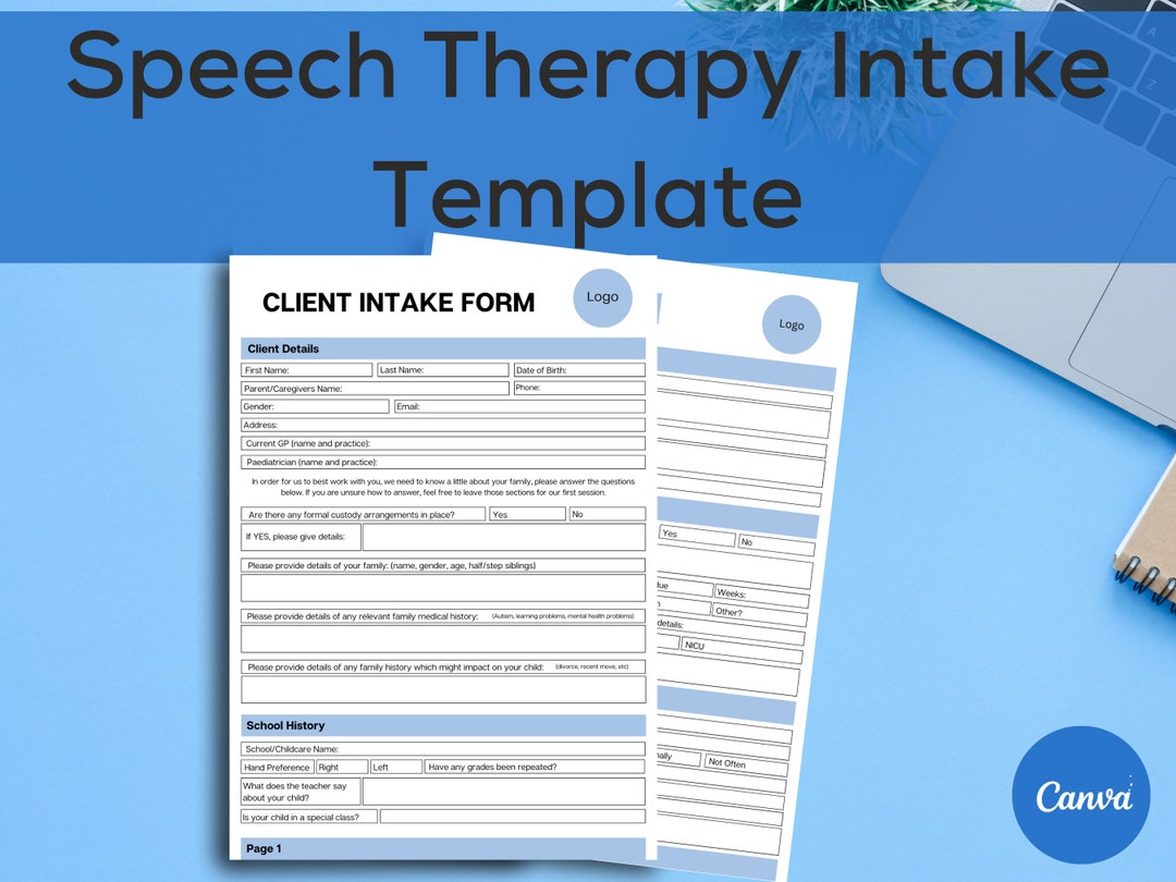 Speech Therapy Intake Form (editable) - Etsy