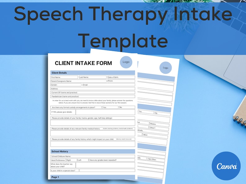 Speech Therapy Intake Form (editable) - Etsy