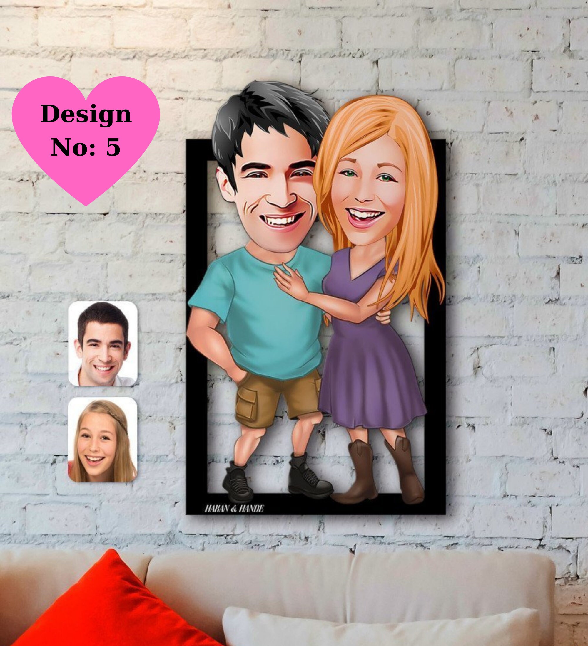 Custom Cartoon Portrait From Photo Funny Trendy Wall Art - Etsy