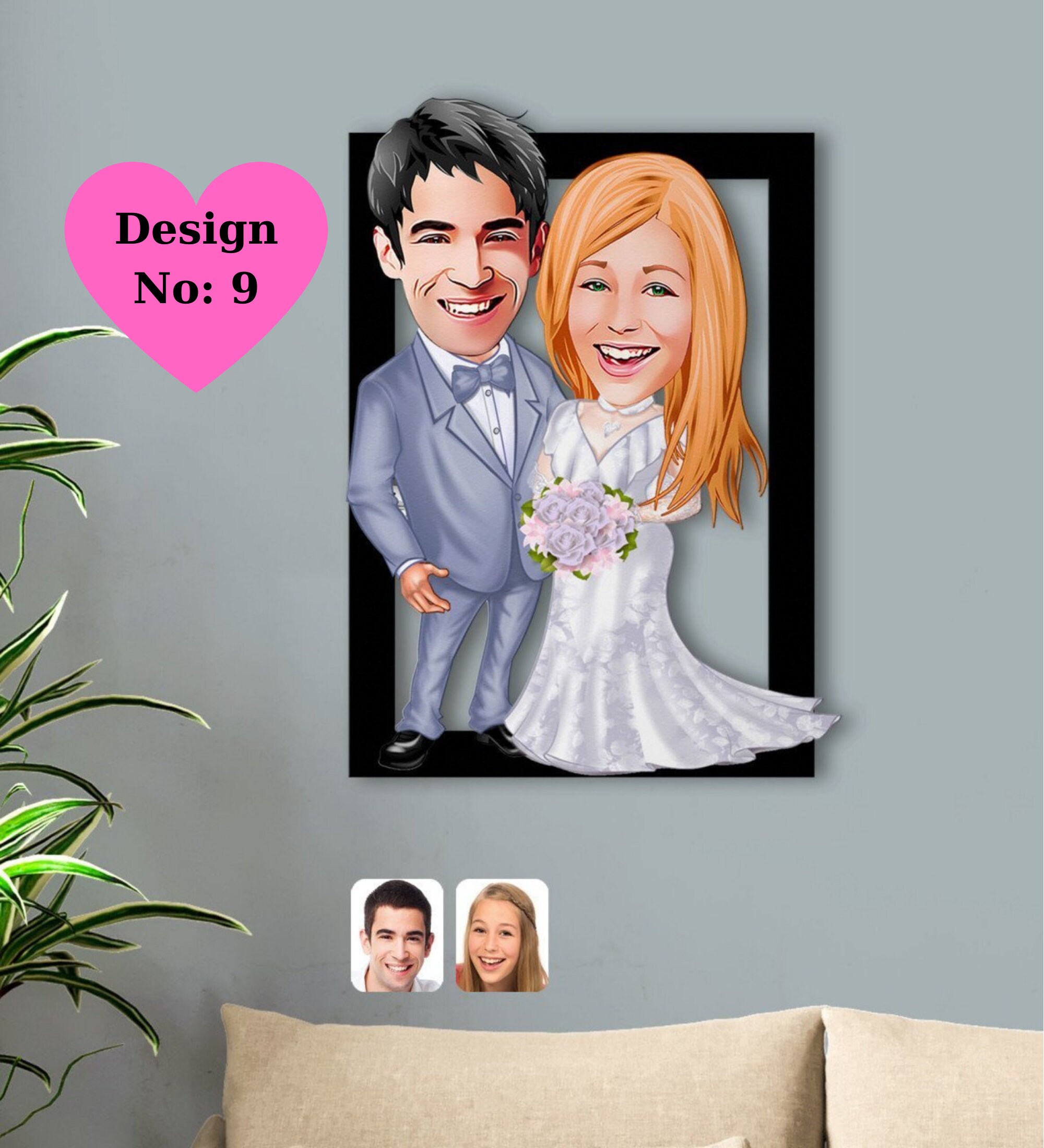 Custom Cartoon Portrait From Photo Funny Trendy Wall Art - Etsy