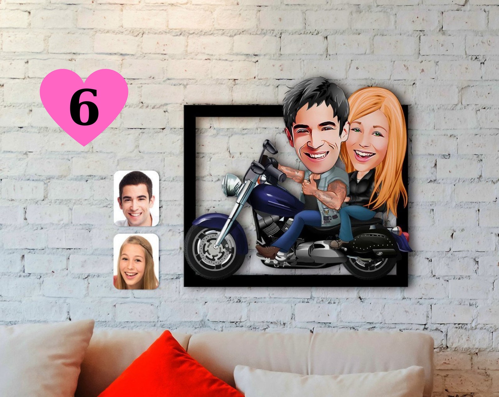 Motorcycle Custom Cartoon Gifts for Him Couple Caricature - Etsy