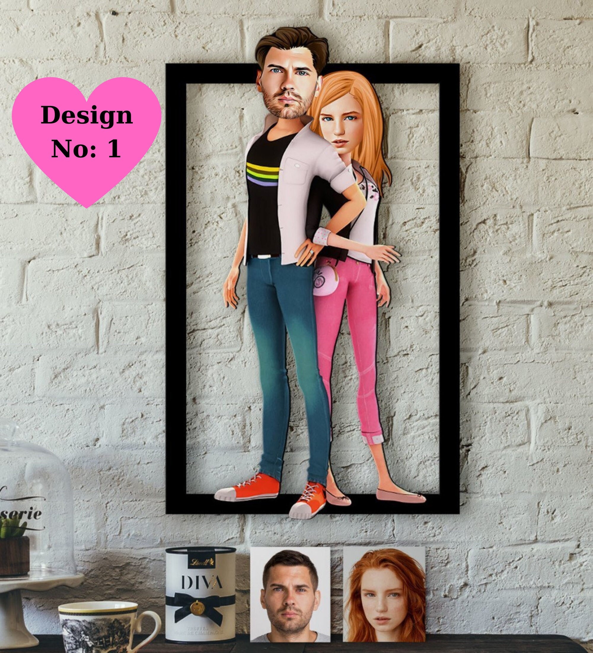 Custom Cartoon Portrait From Photo Funny Trendy Wall Art - Etsy