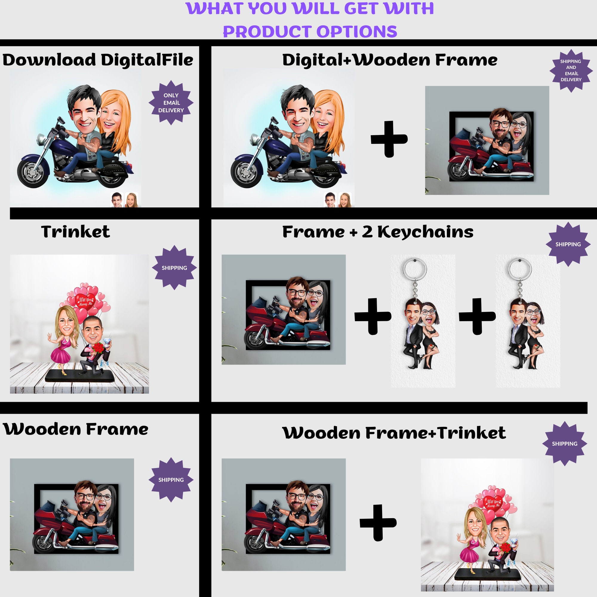 Motorcycle Custom Cartoon Gifts for Him Couple Caricature - Etsy