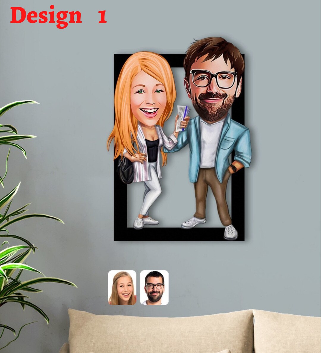 Custom Couple Cartoon Portrait From Photo, Anniversary Gift (digital ...