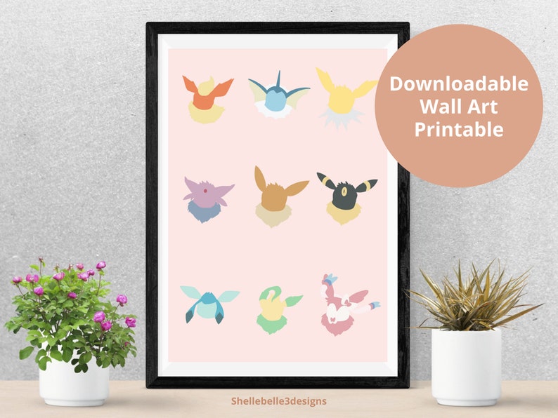 Eeveelution Pokémon Downloadable Digital Wall Art | Eevee Printable Art ...