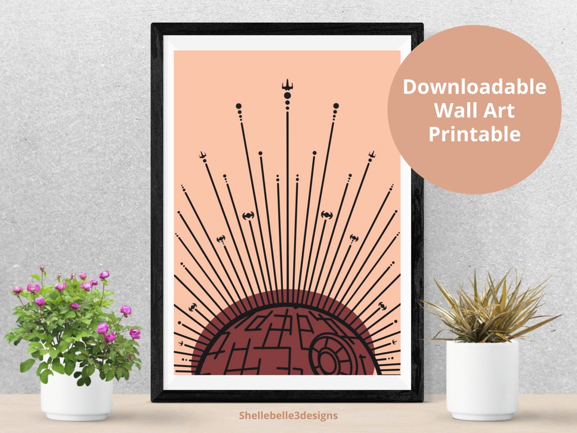 Boho Star Wars Death Star Digital Art Pink Death Star - Etsy