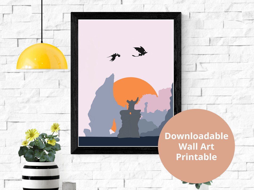 How to Train Your Dragon Landscape Downloadable Digital Wall Art Berk ...