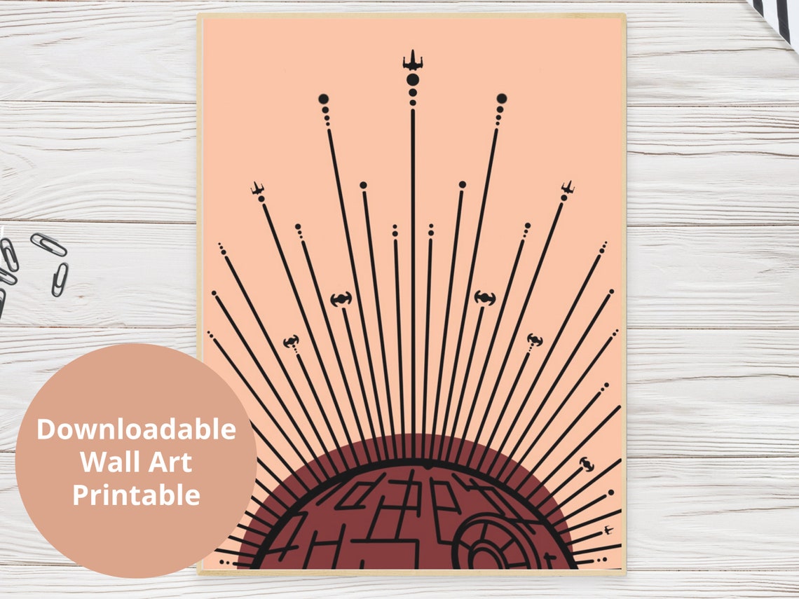 Boho Star Wars Death Star Digital Art Pink Death Star - Etsy