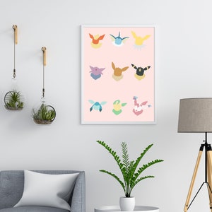 Eeveelution Pokémon Downloadable Digital Wall Art | Eevee Printable Art ...