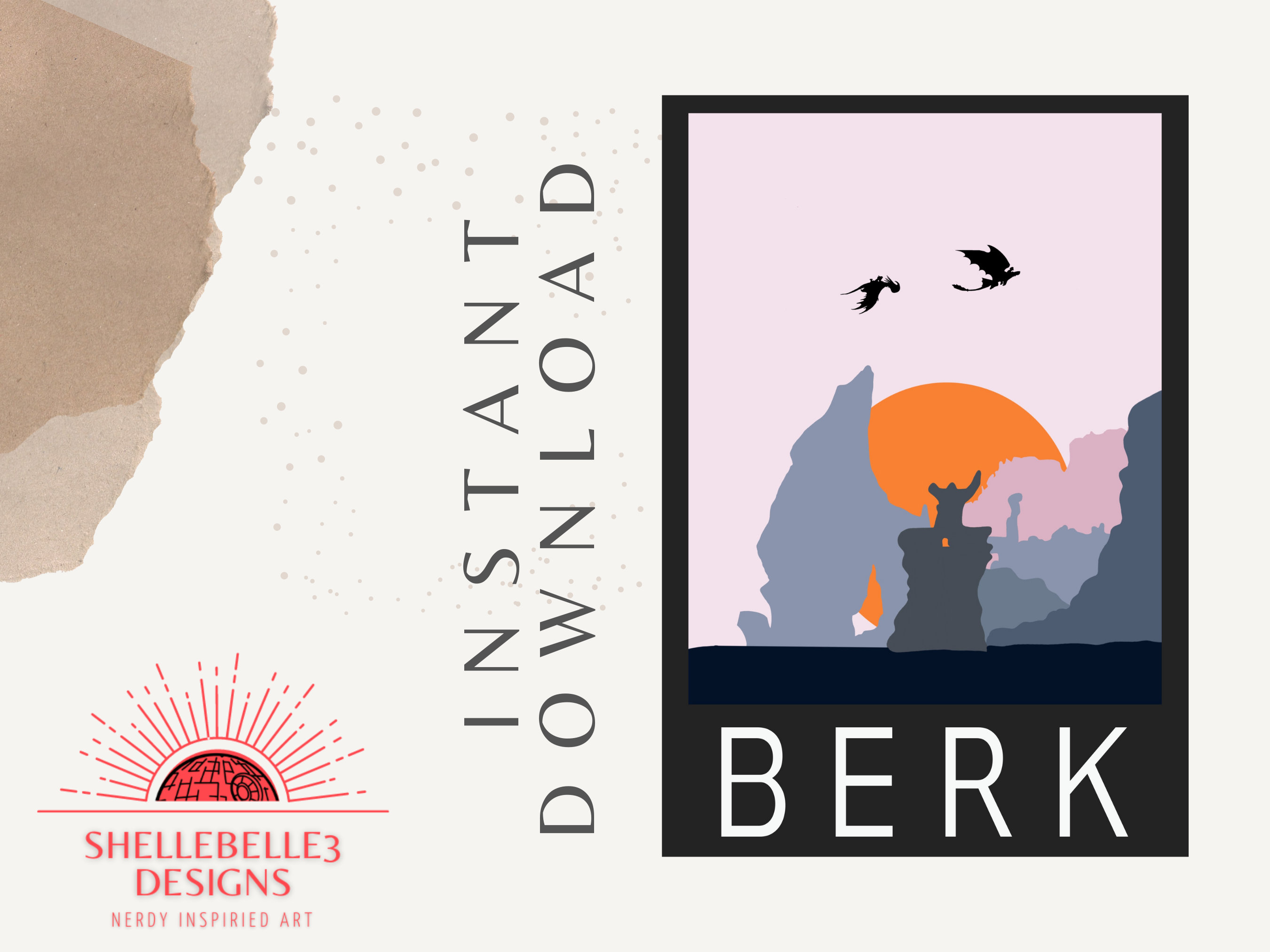 How to Train Your Dragon Landscape Downloadable Digital Wall Art | Berk ...