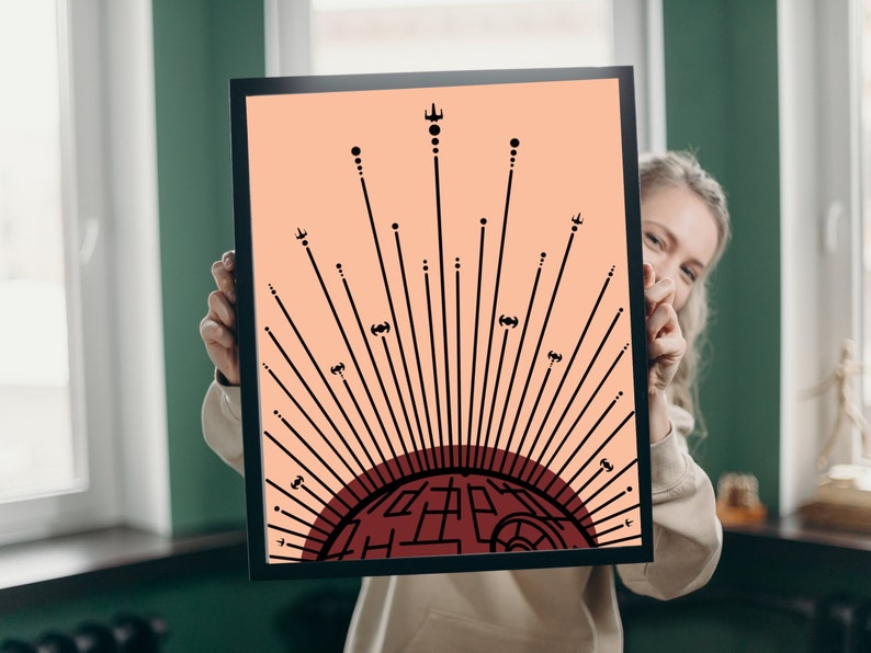 Boho Star Wars Death Star Digital Art Pink Death Star - Etsy