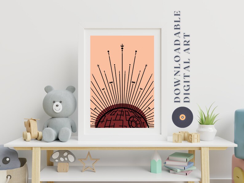 Boho Star Wars Death Star Digital Art Pink Death Star - Etsy