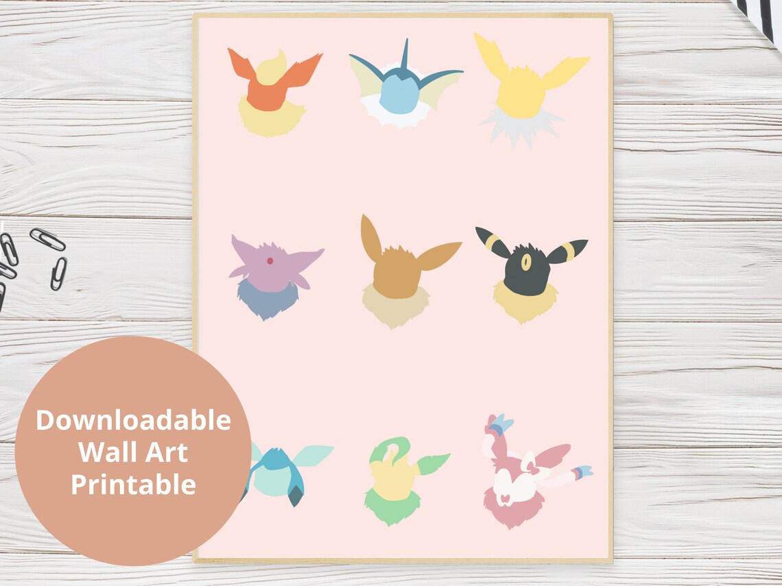 Eeveelution Pokémon Downloadable Digital Wall Art Eevee Printable Art ...