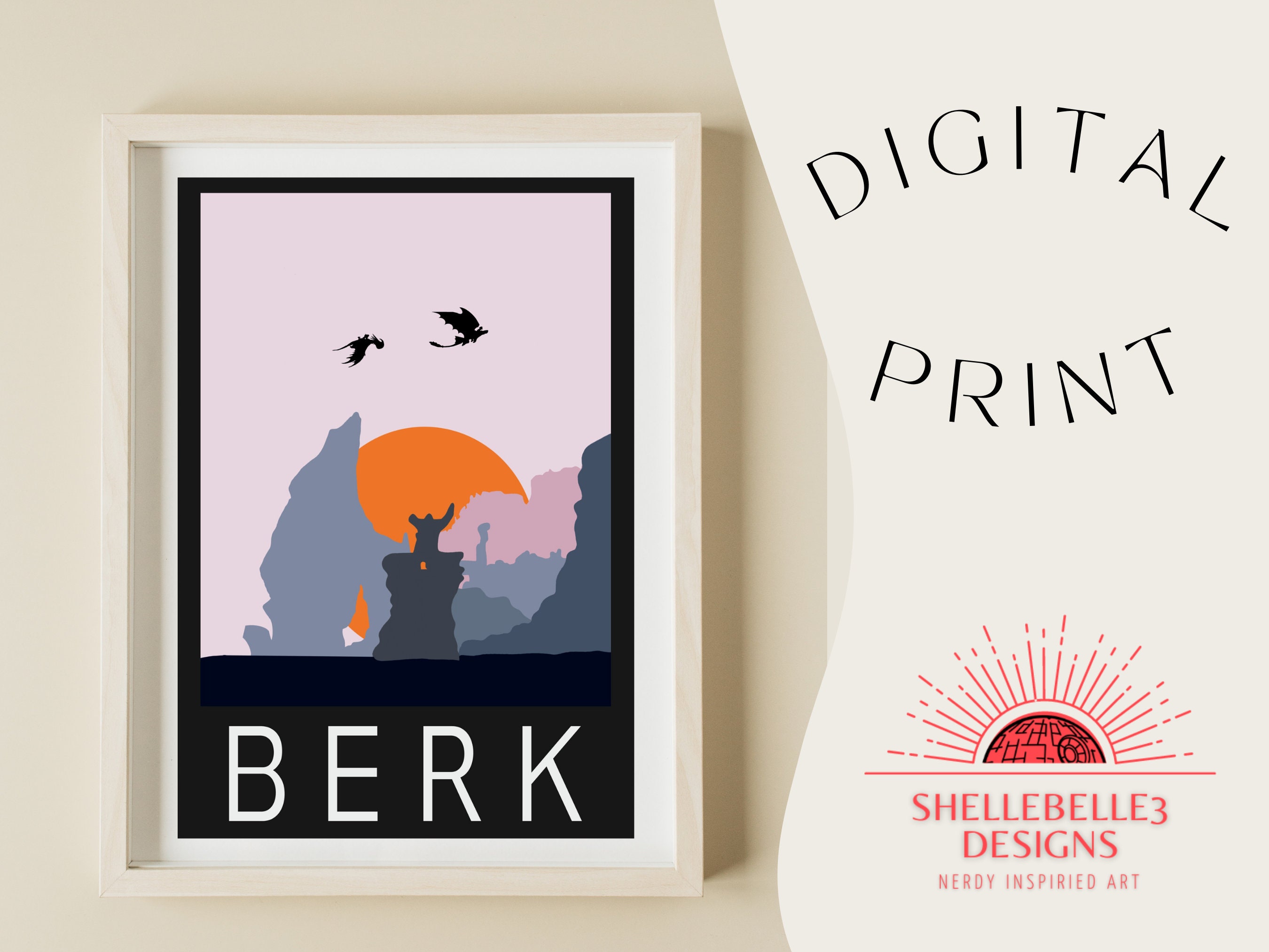 How to Train Your Dragon Landscape Downloadable Digital Wall Art | Berk ...