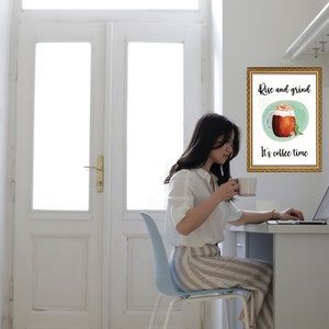 Coffee Poster Rise and Grind It's Coffee Time PDF PNG - Etsy