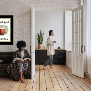 Coffee Poster Rise and Grind It's Coffee Time PDF PNG - Etsy