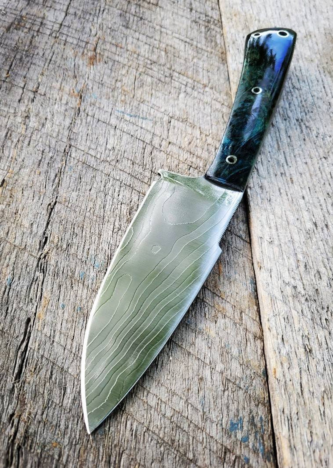 Polished Low Layer Twist Damascus Hunting Knife - Etsy
