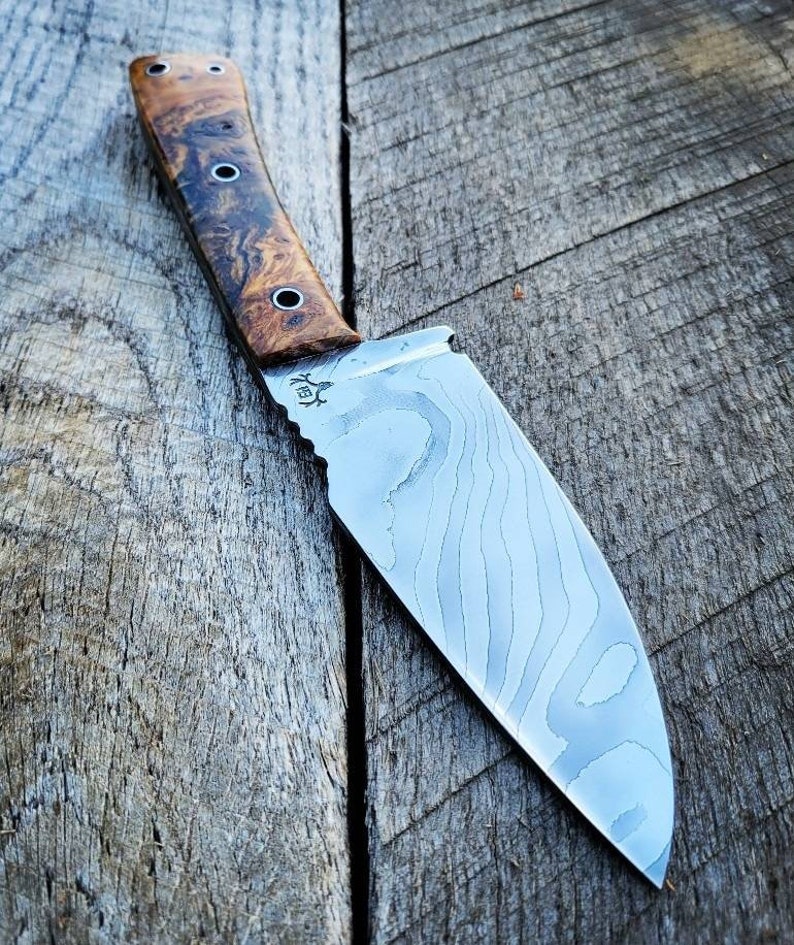 Polished Low Layer Twist Damascus Hunting Knife - Etsy