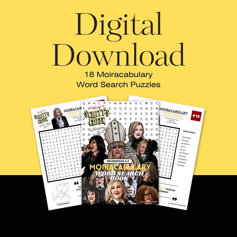 Moira Rose Schitt's Creek Vocabulary Word Search | 18-page Printable ...