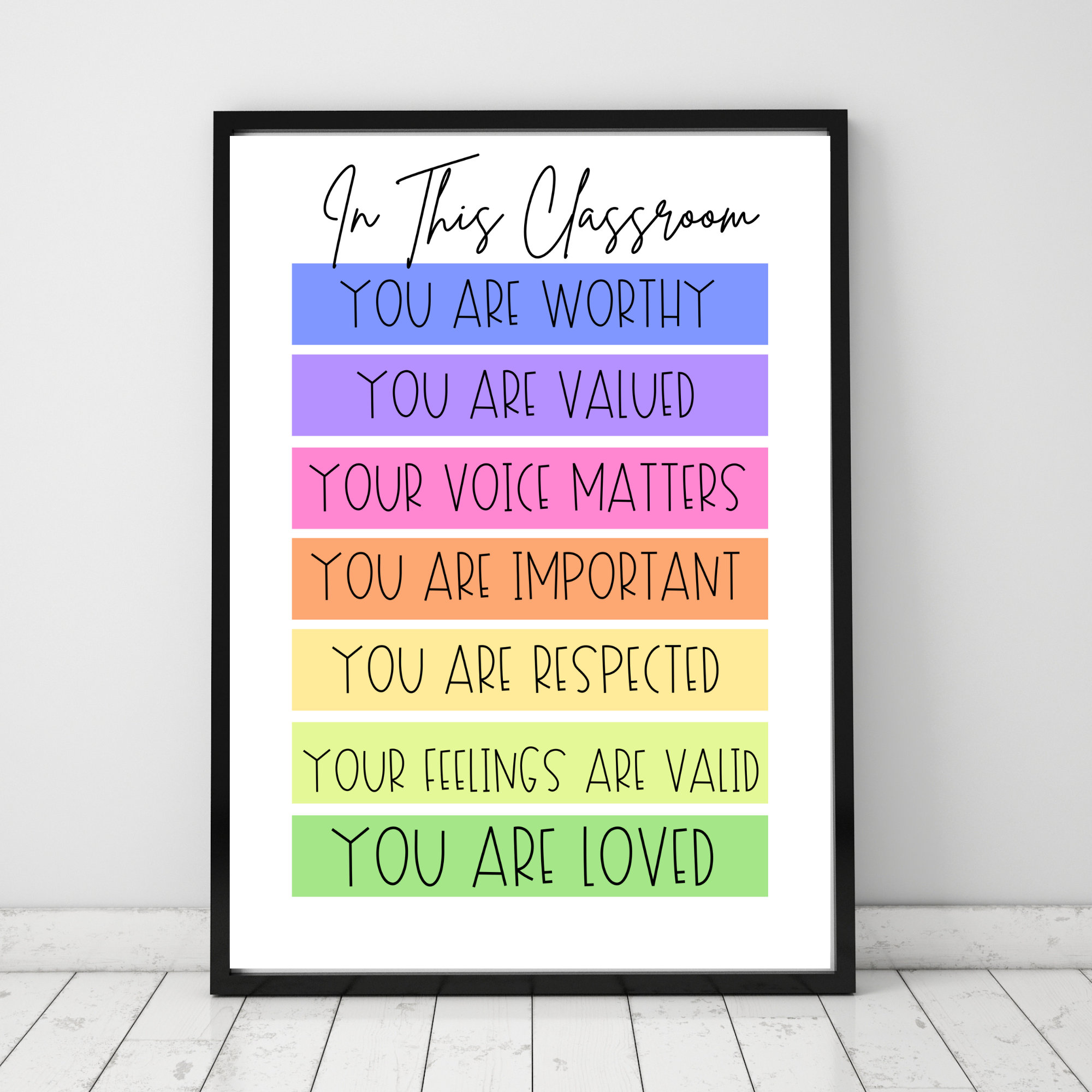 You Are Valued Poster, Instant Download, Rainbow Classroom Decor, Wall ...