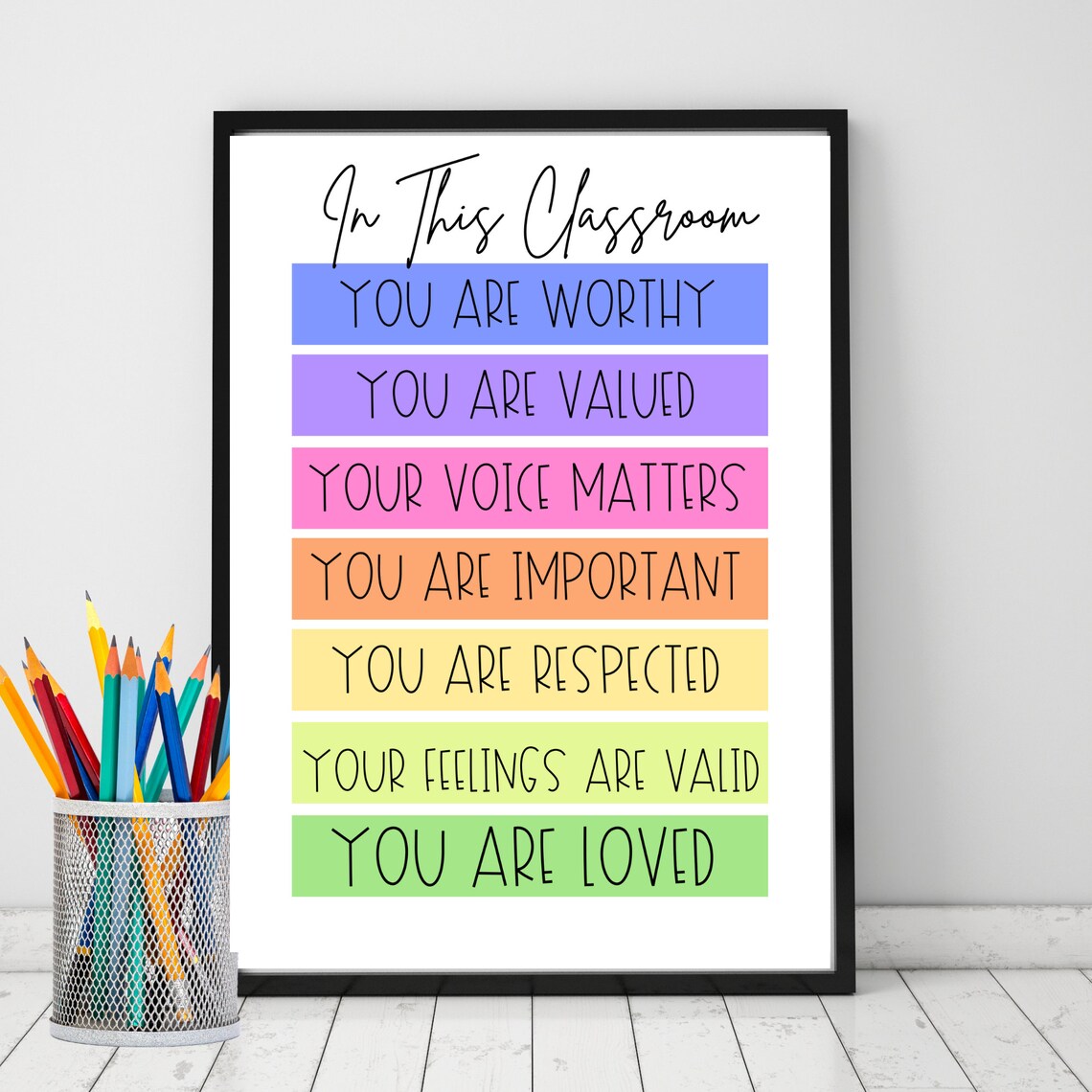 You Are Valued Poster, Instant Download, Rainbow Classroom Decor, Wall ...