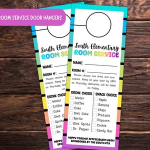Teacher Appreciation Room Service Door Hanger, PTA Room Service Door ...