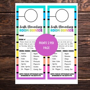 Teacher Appreciation Room Service Door Hanger, PTA Room Service Door ...