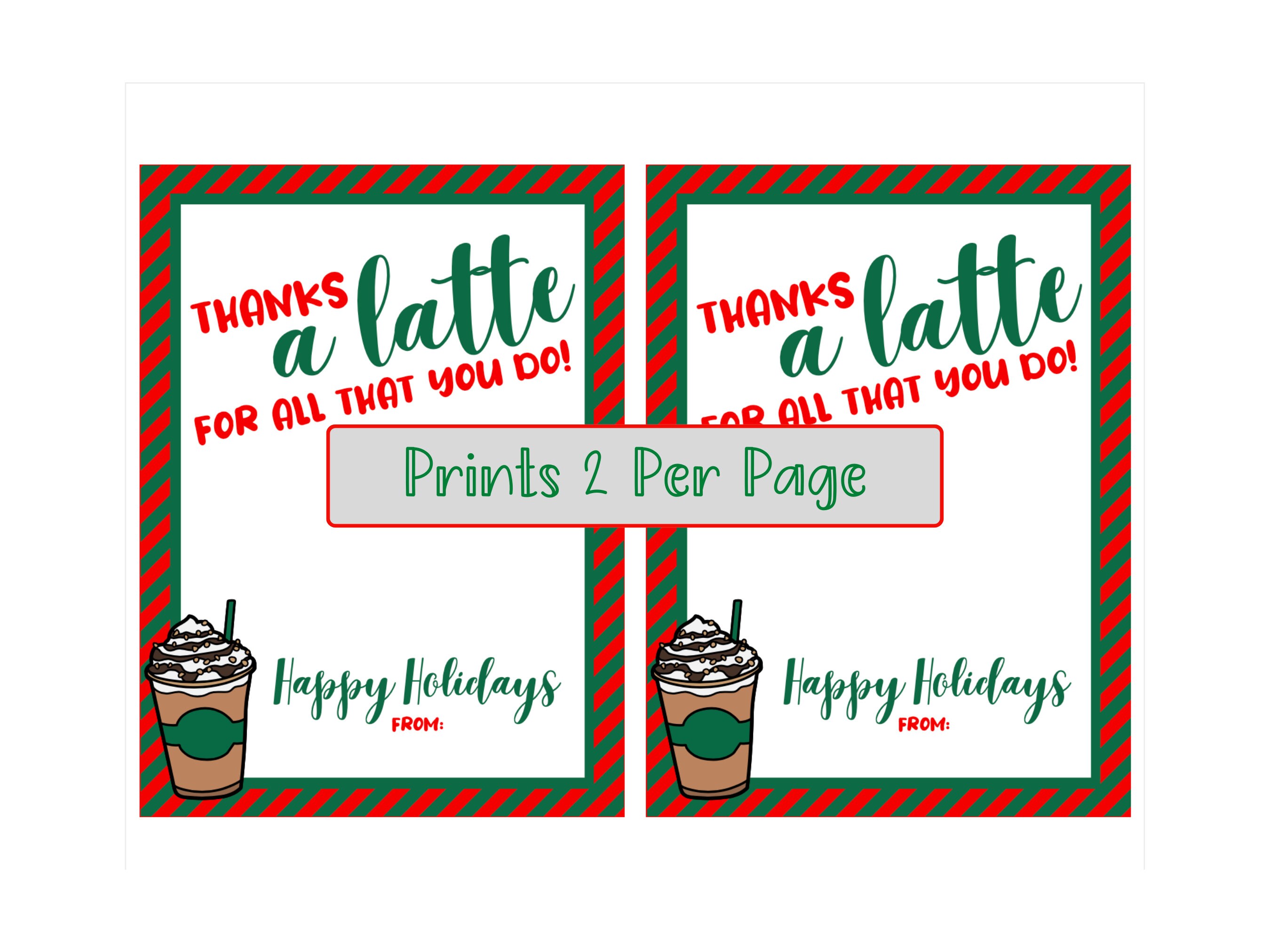 Thanks a Latte Gift Card Holder Digital Download - Etsy