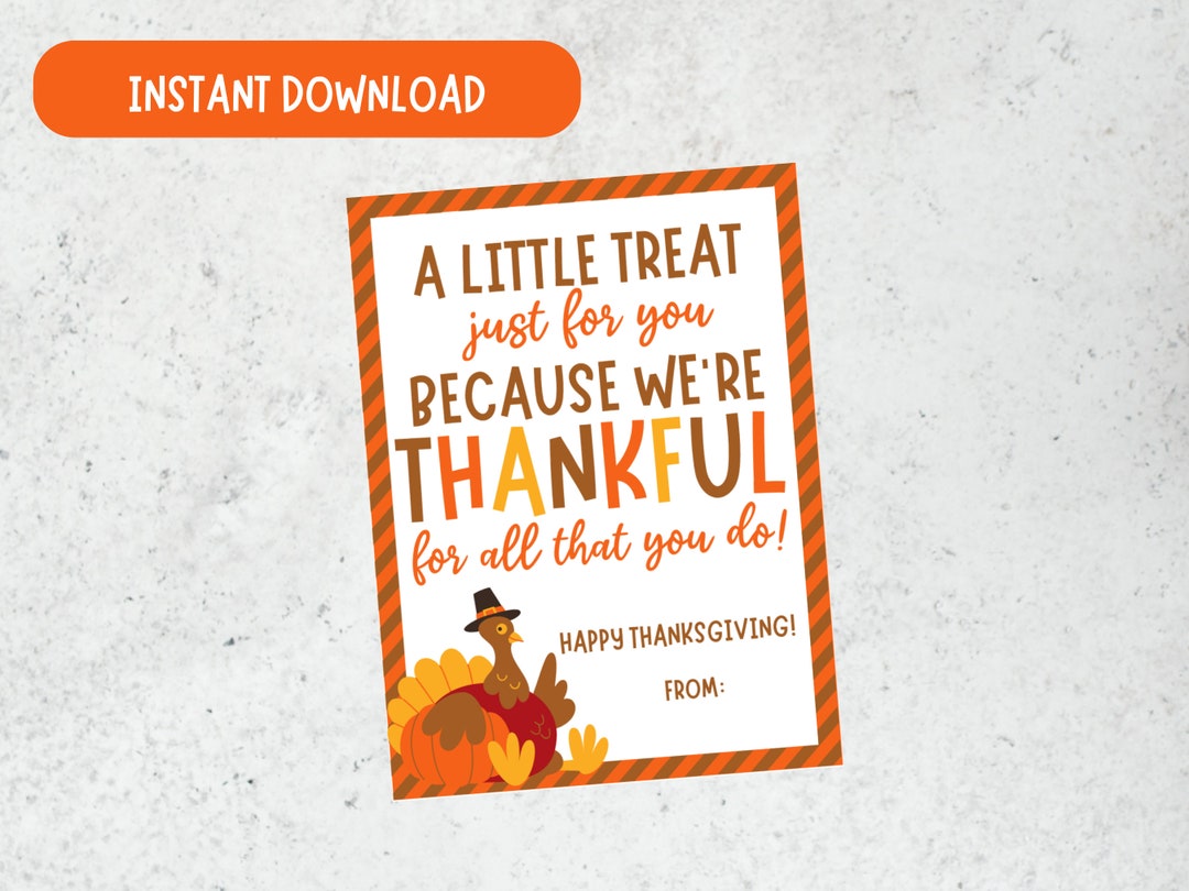 Thankful Gift Tag, Teacher Thanksgiving Gift Tag, PTA Teacher Gift Tag ...