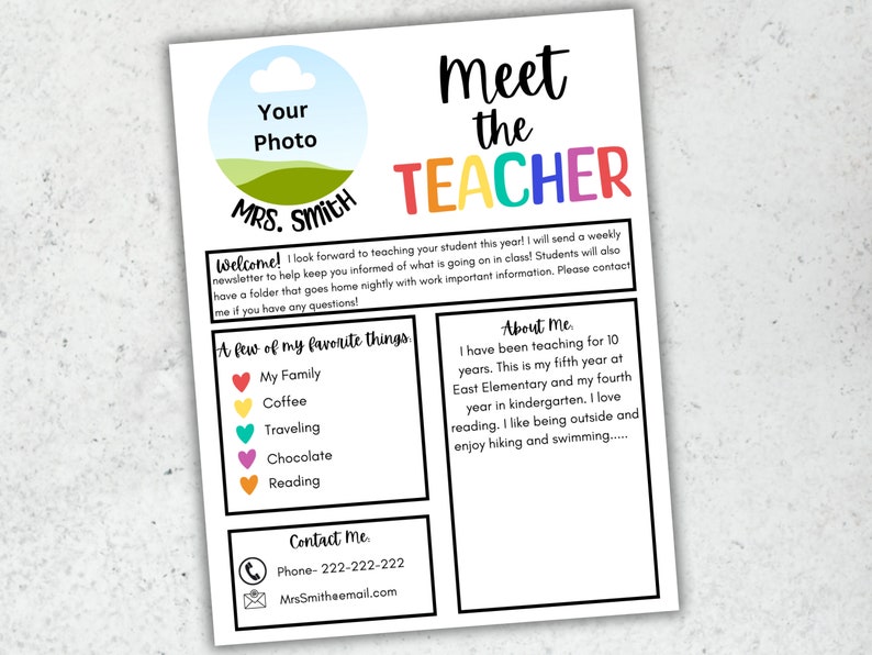 Meet the Teacher Template, Meet the Teacher Canva Template, Meet the ...