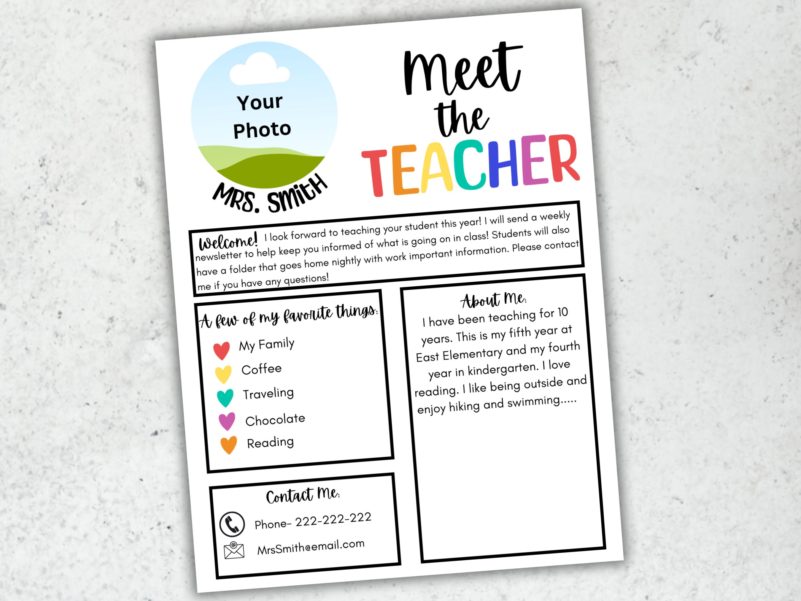 Meet the Teacher Template, Meet the Teacher Canva Template, Meet the ...