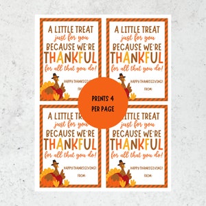 Thankful Gift Tag, Teacher Thanksgiving Gift Tag, PTA Teacher Gift Tag ...