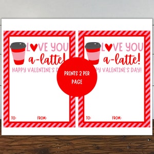 Valentine's Day Coffee Gift Card Holder, Love You a Latte Gift Card ...