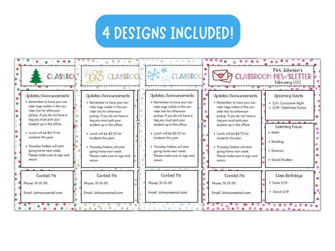 Winter Newsletter Templates, Holiday Newsletter Templates, December ...