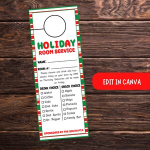 Holiday Room Service Door Hangers, PTA Holiday Room Service Door Hanger ...