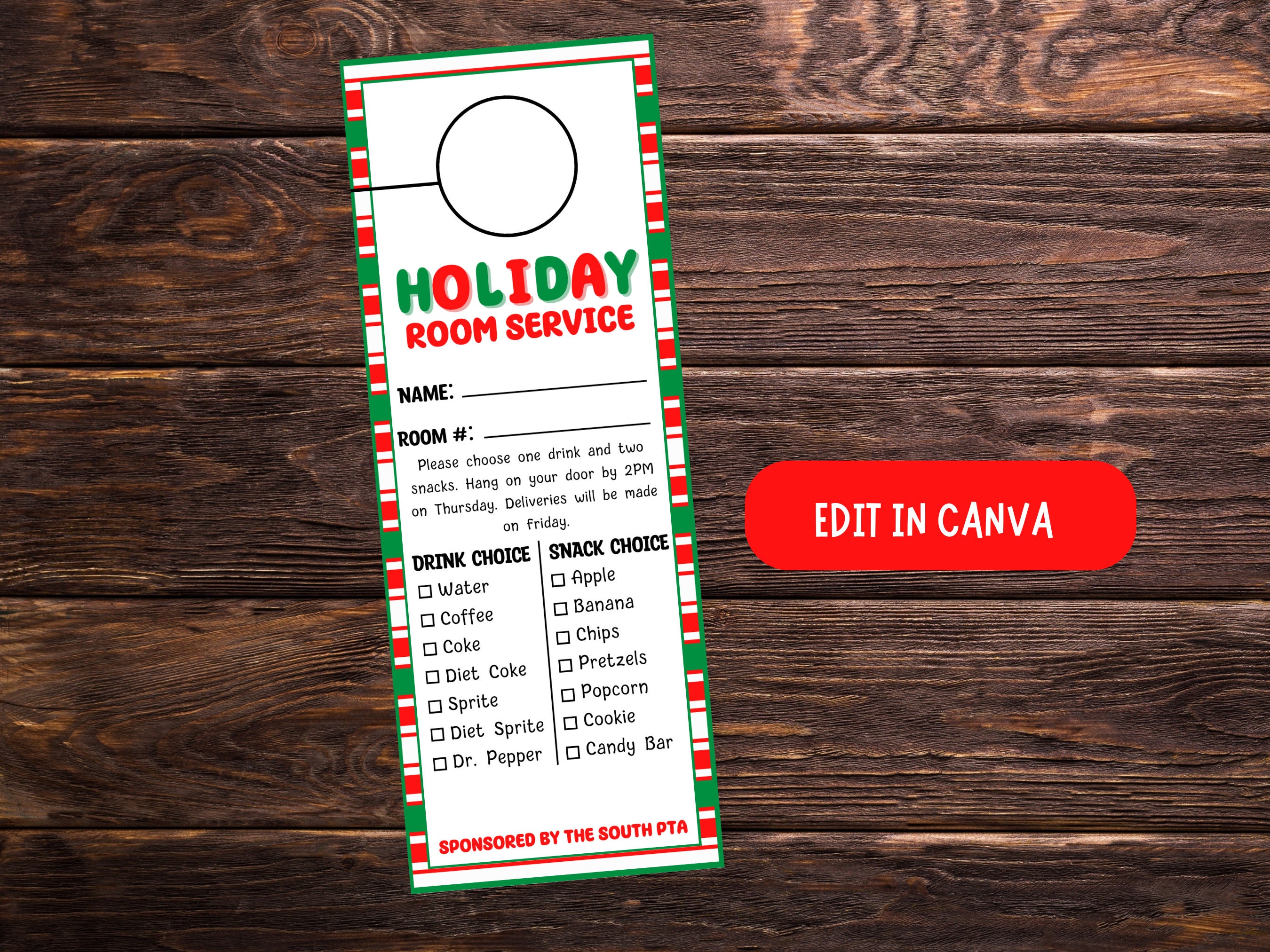 Holiday Room Service Door Hangers PTA Holiday Room Service - Etsy