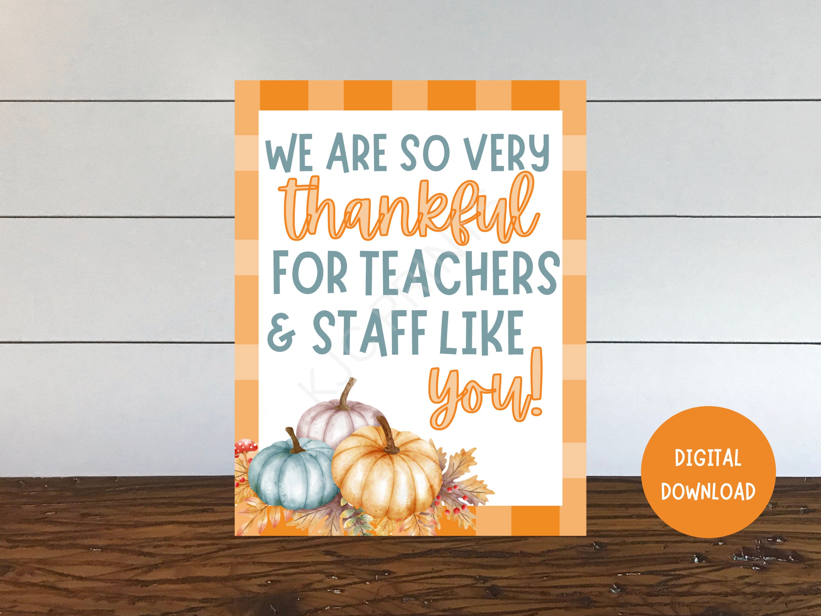 Thanksgiving Teacher Lounge Sign, Thankful Card, Thankful for Teachers ...