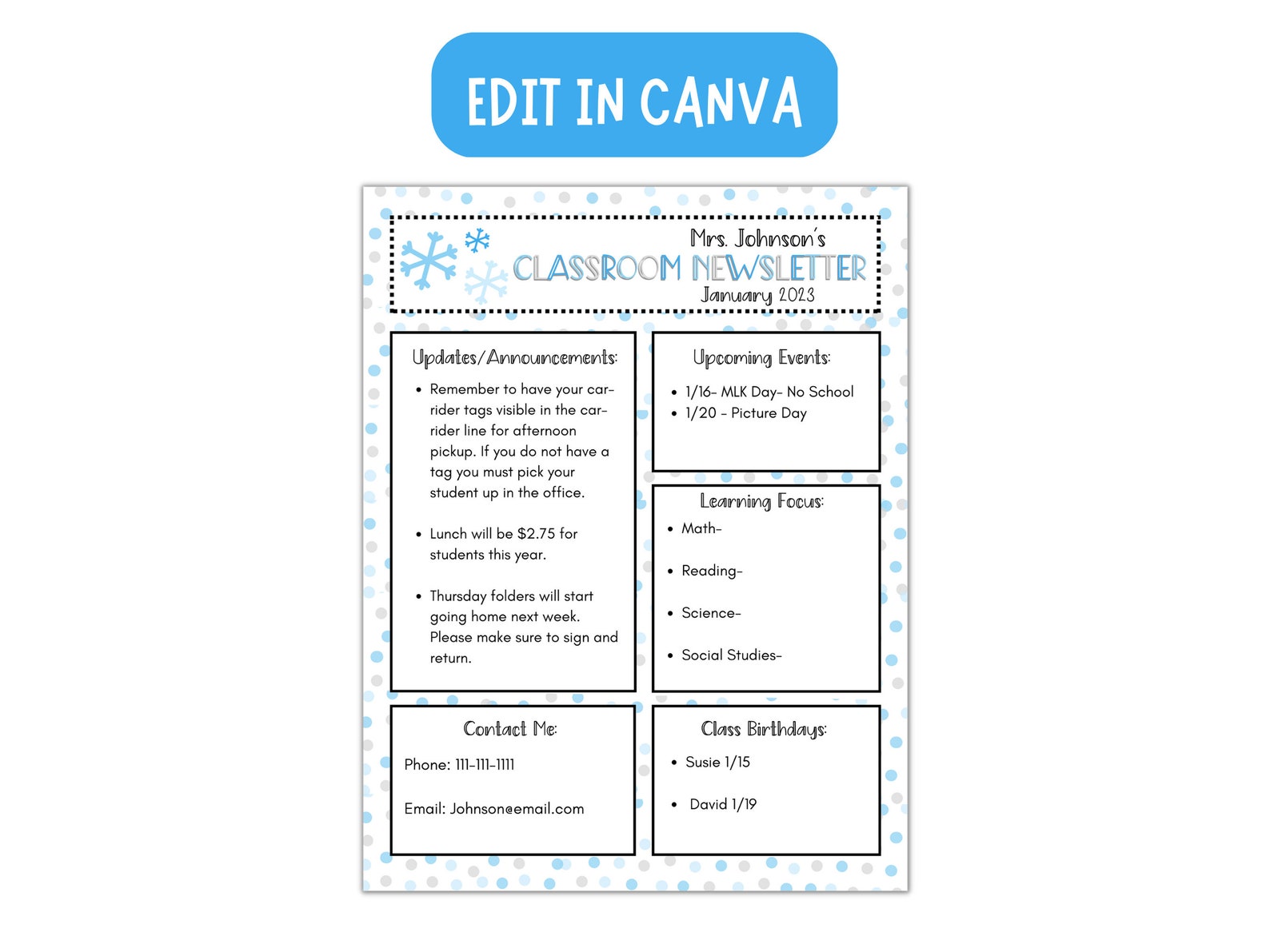 Winter Newsletter Templates, Holiday Newsletter Templates, December ...