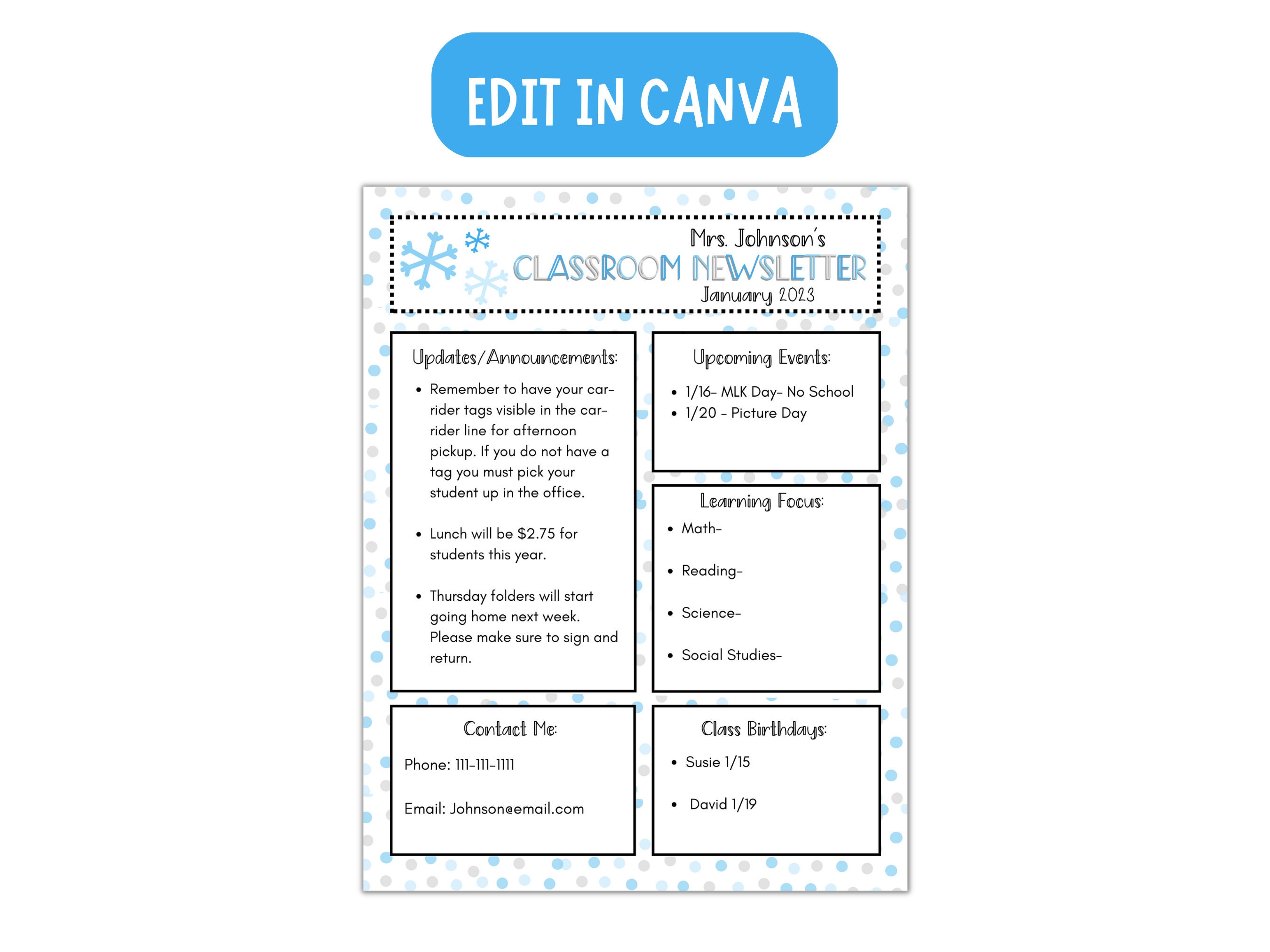 Winter Newsletter Templates, Holiday Newsletter Templates, December ...