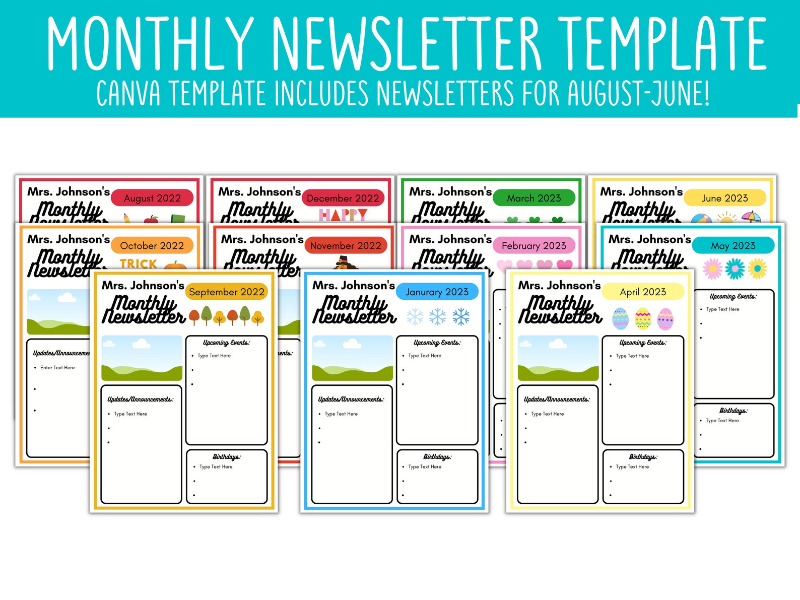 Monthly Classroom Newsletter Template Classroom Newsletter - Etsy
