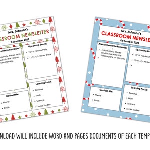 Winter Classroom Newsletter Template, Teacher Newsletter Template, Word ...