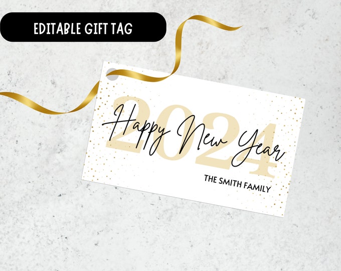 Happy New Year Gift Tag, Printable New Years Tag, Editable New Years ...