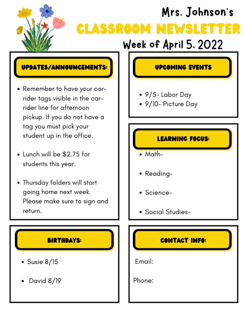 Seasonal Newsletter Template Editable Newsletter Template - Etsy