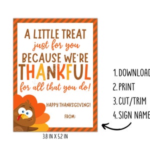 Thankful Gift Tag Teacher Thanksgiving Gift Tag PTA Teacher - Etsy